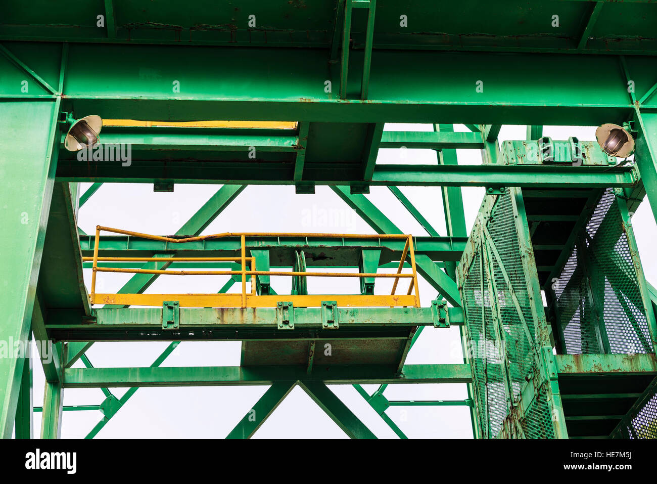 Green tower of a well extraction of a mine of salt in disuse in Cardona ...