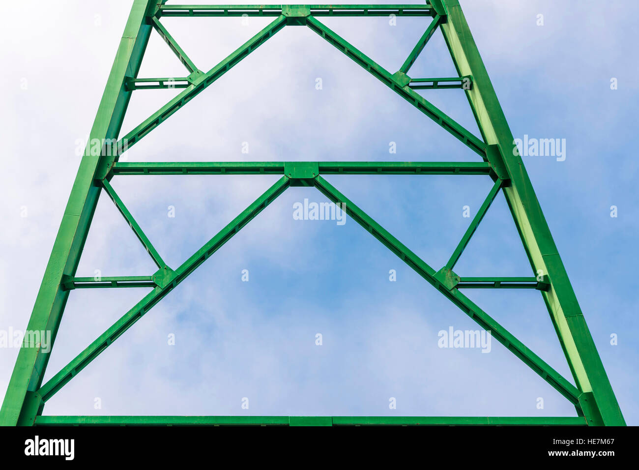 Green tower of a well extraction of a mine of salt in disuse in Cardona ...