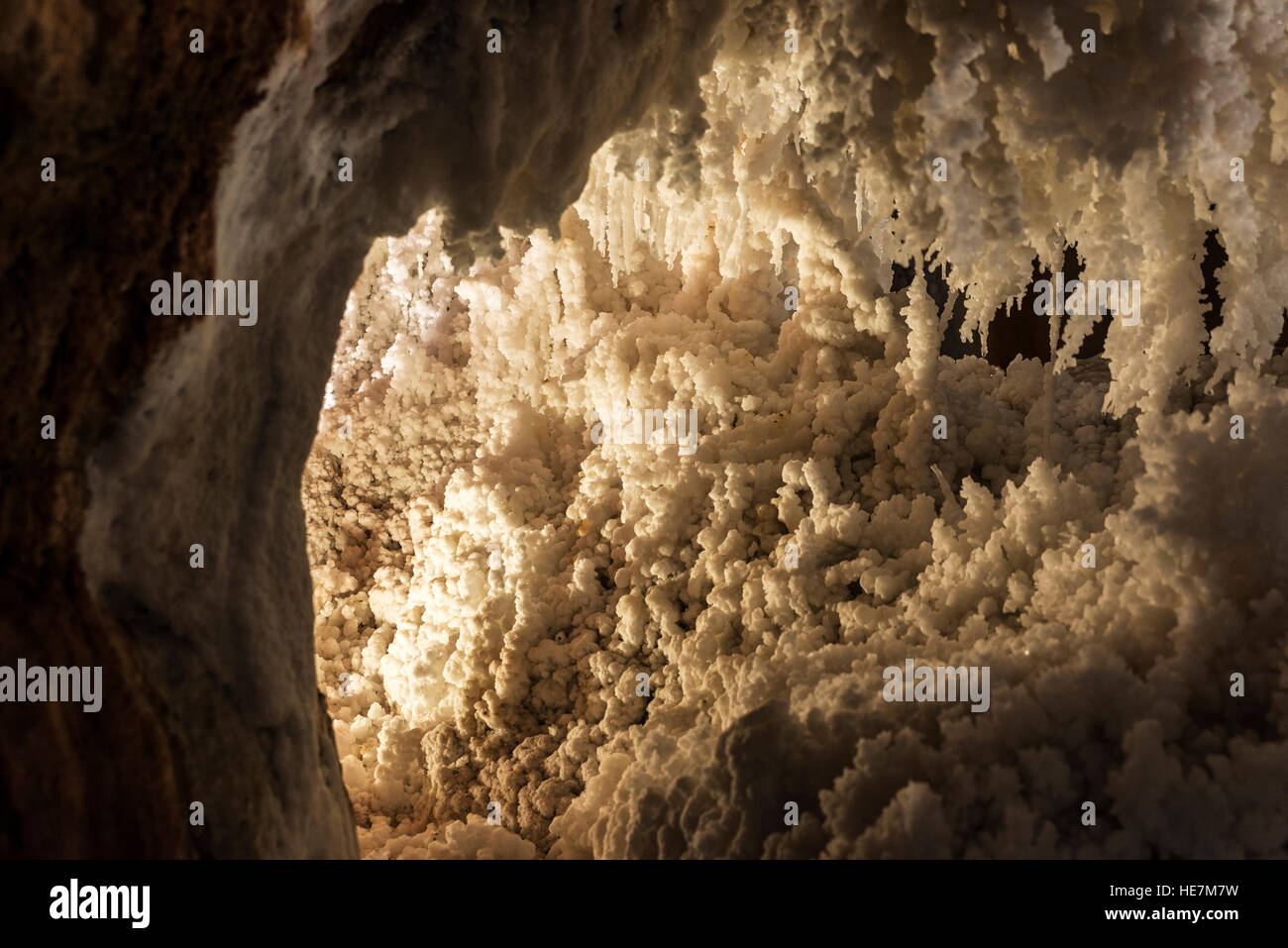 Stalactites and stalagmites inside a salt or potash mine in Cardona ...