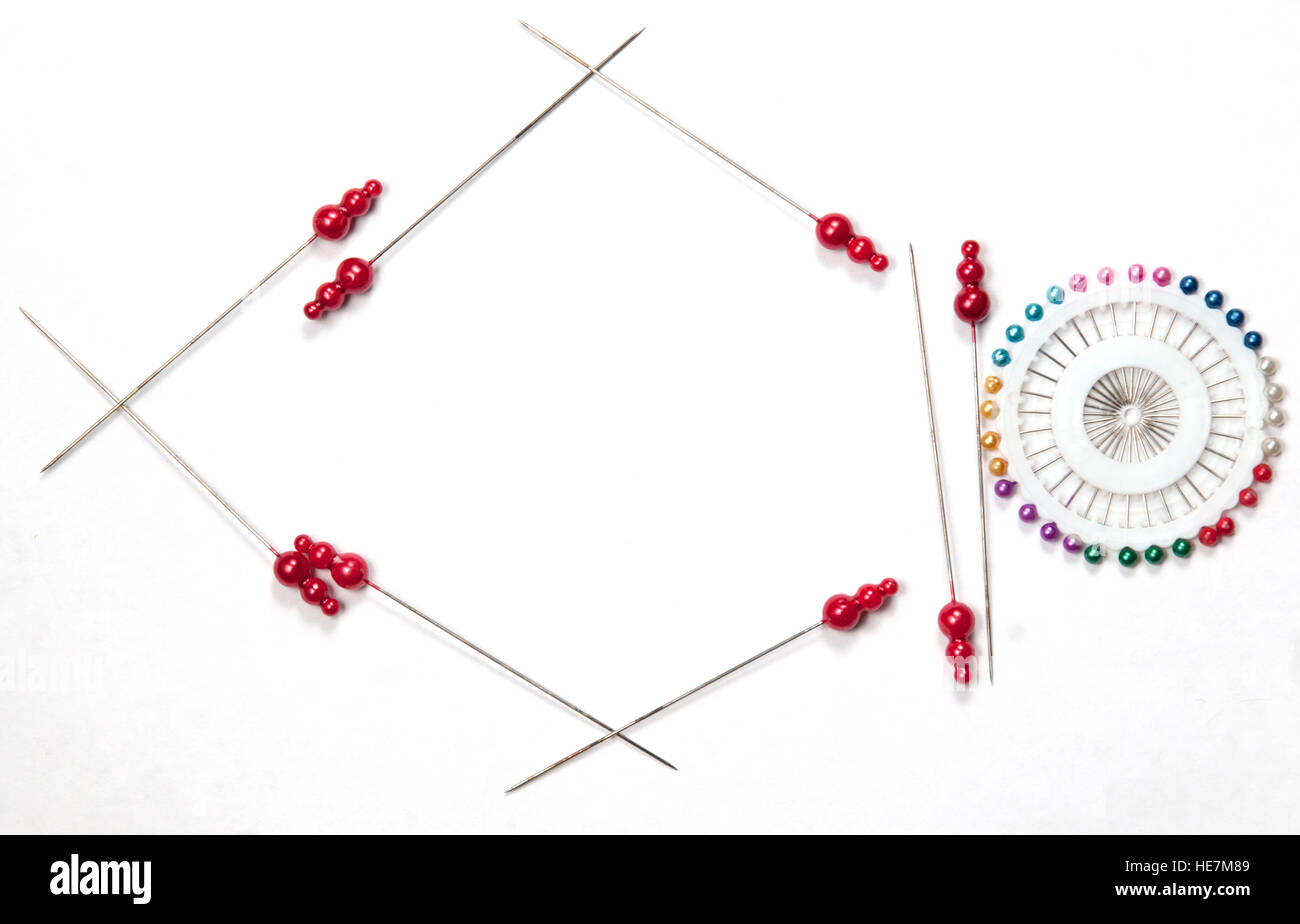 Pins frame with place for text background Stock Photo - Alamy