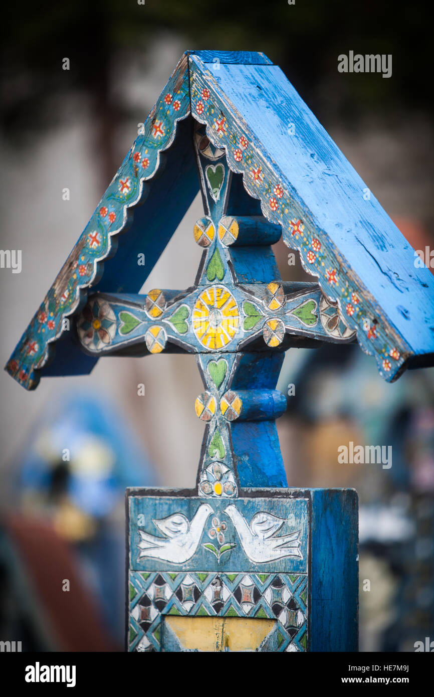 Image of a traditional painted cross in Sapanta, Romania, in a ...