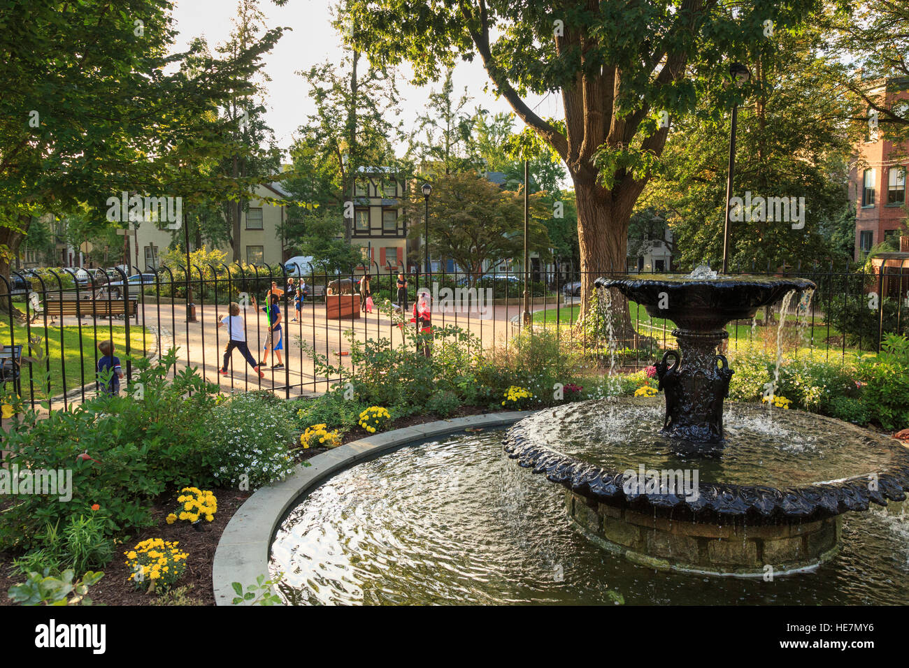 Children playing around Fitler's Square Fountain, Rittenhosue Square ...