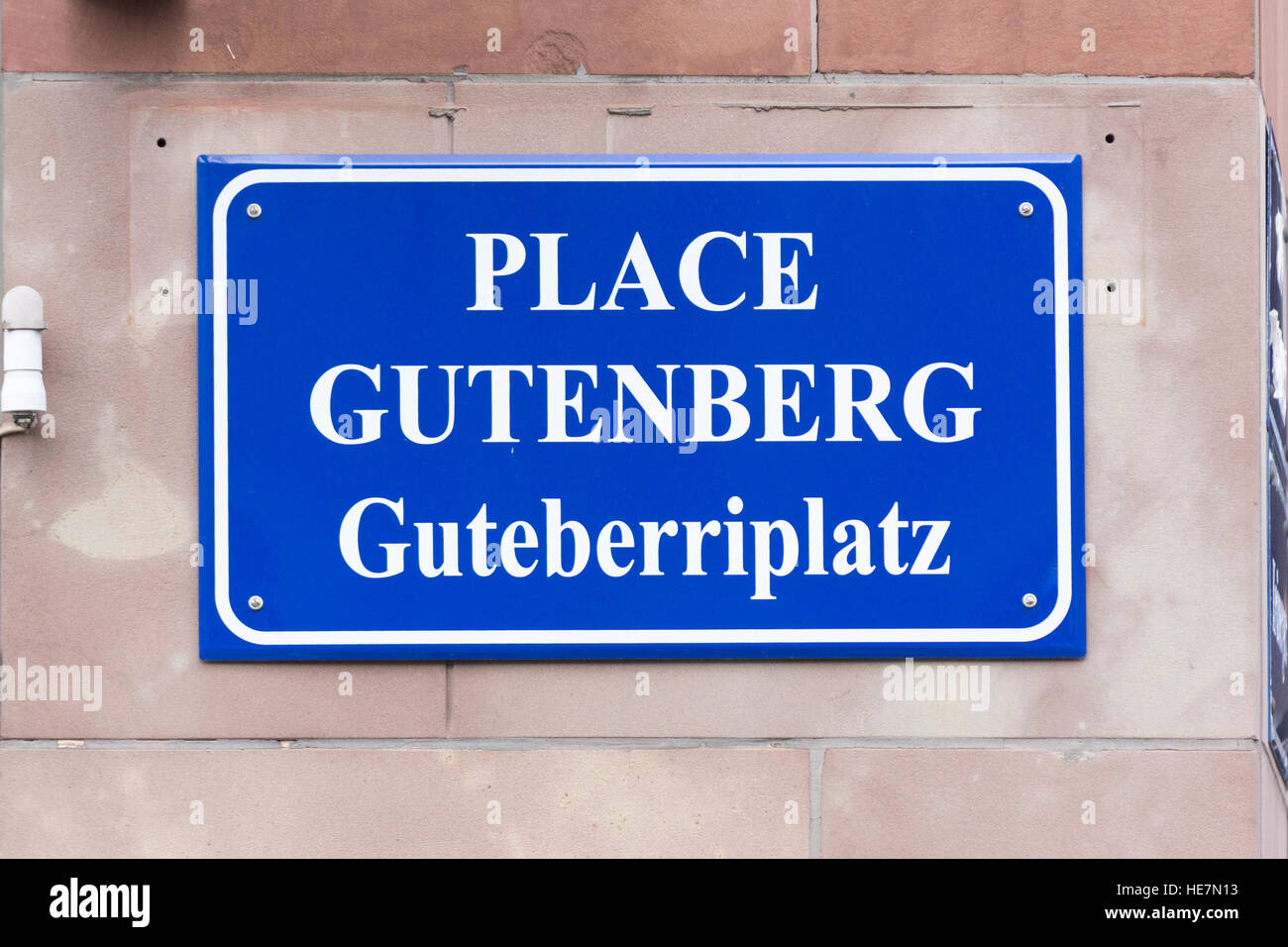 A street sign for Place Gutenberg, Strasbourg Stock Photo - Alamy