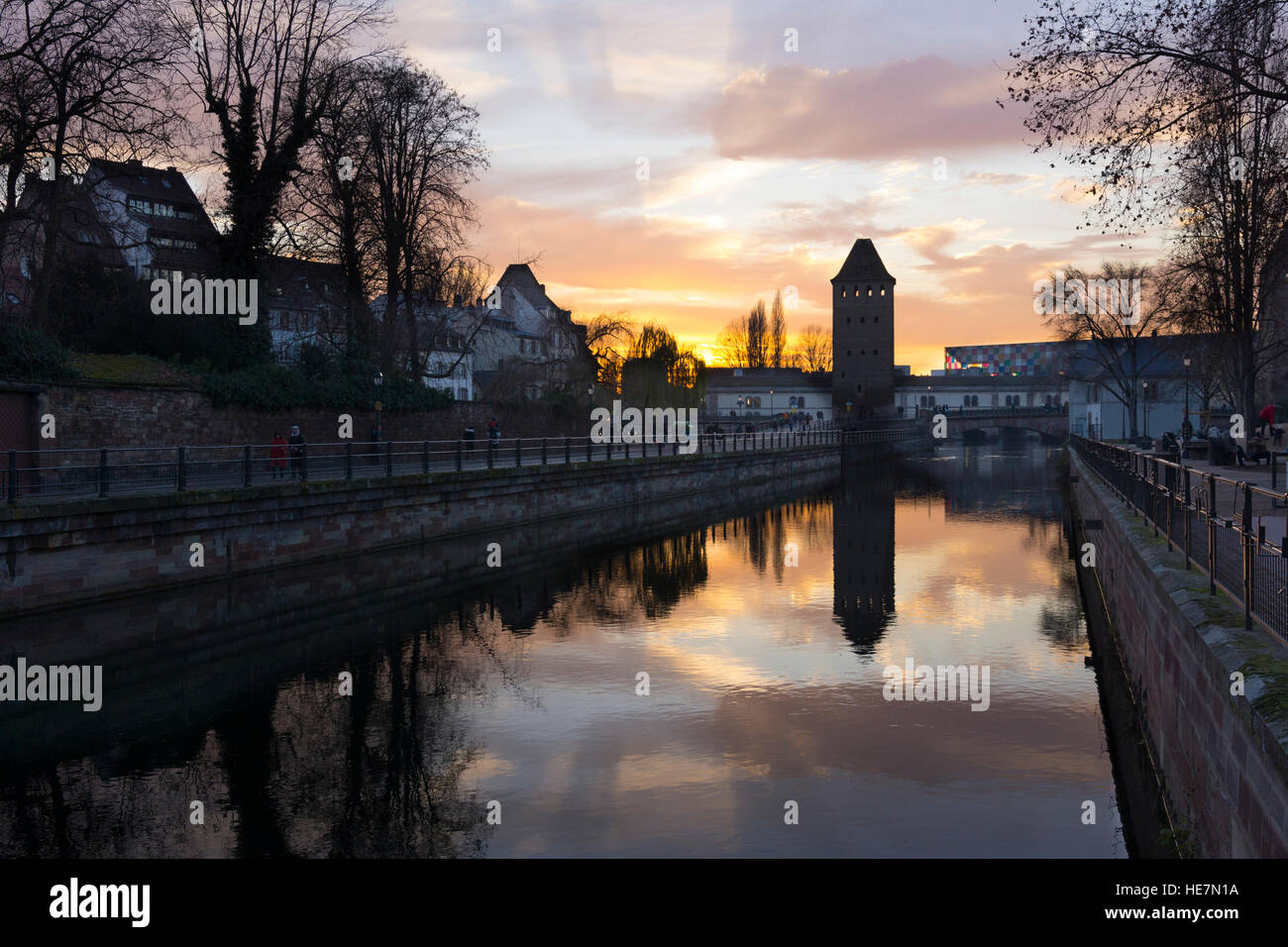Sunset over Les Ponts Couverts, Strasbourg Stock Photo - Alamy