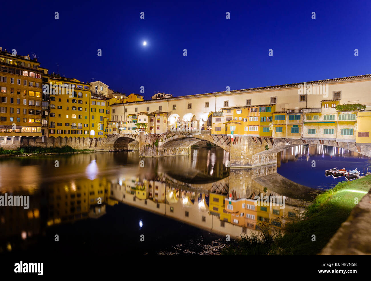 Florence at night. Beautiful view on Ponte Vecchio at night Stock Photo ...