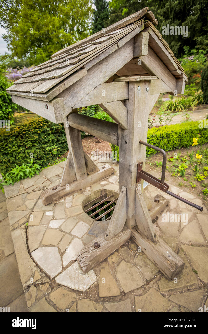 Old disused wooden traditional well in the Streatham Common Park in ...