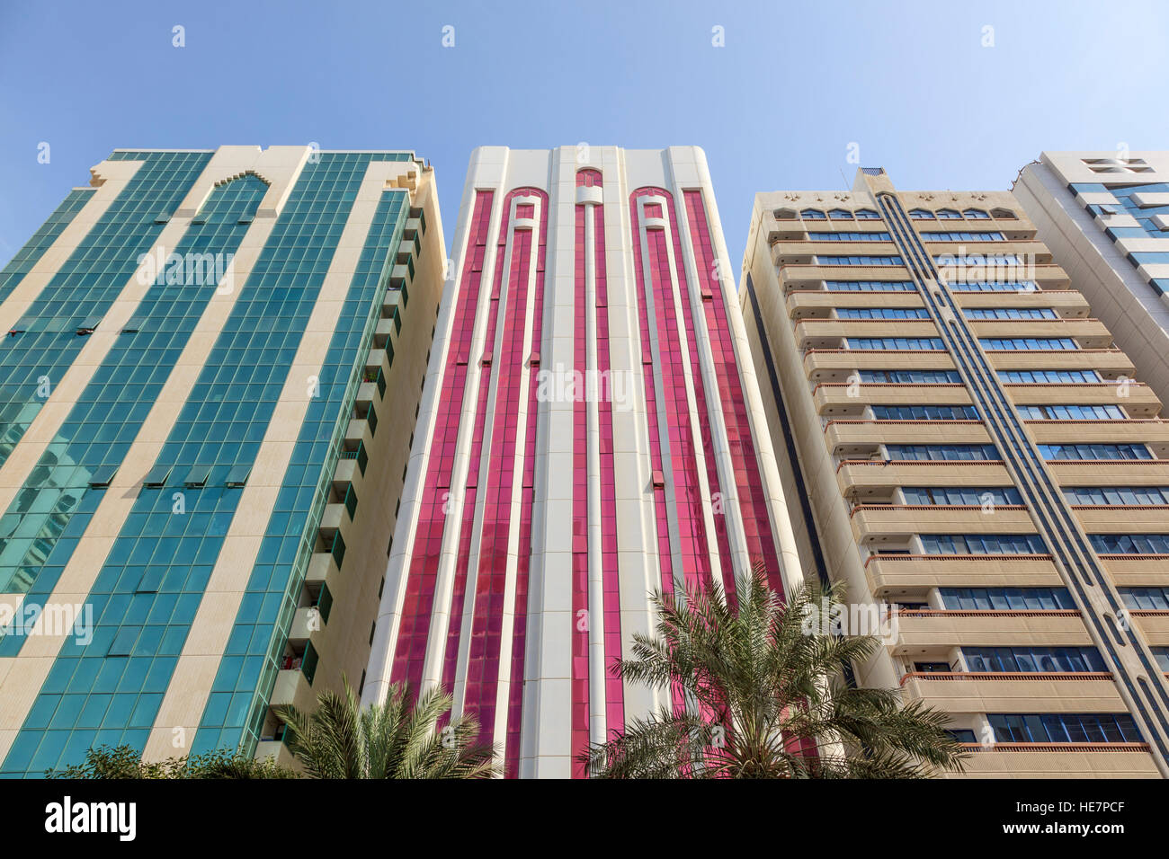Colorful buildings in the city of Abu Dhabi, UAE Stock Photo - Alamy