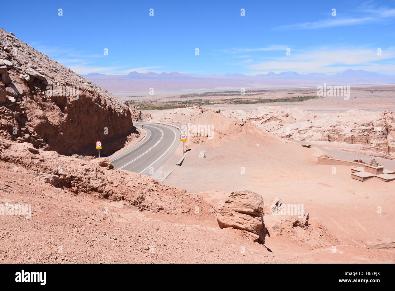 Landscape of Salt flats valley in Atacama desert in Chile Stock Photo ...