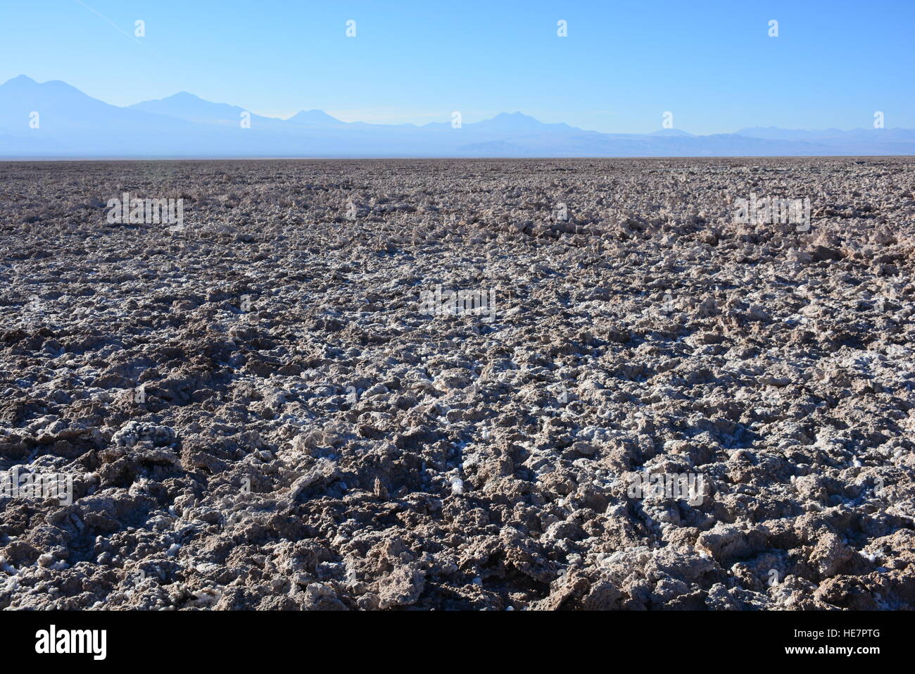 Landscape of Salt flats valley in Atacama desert in Chile Stock Photo ...