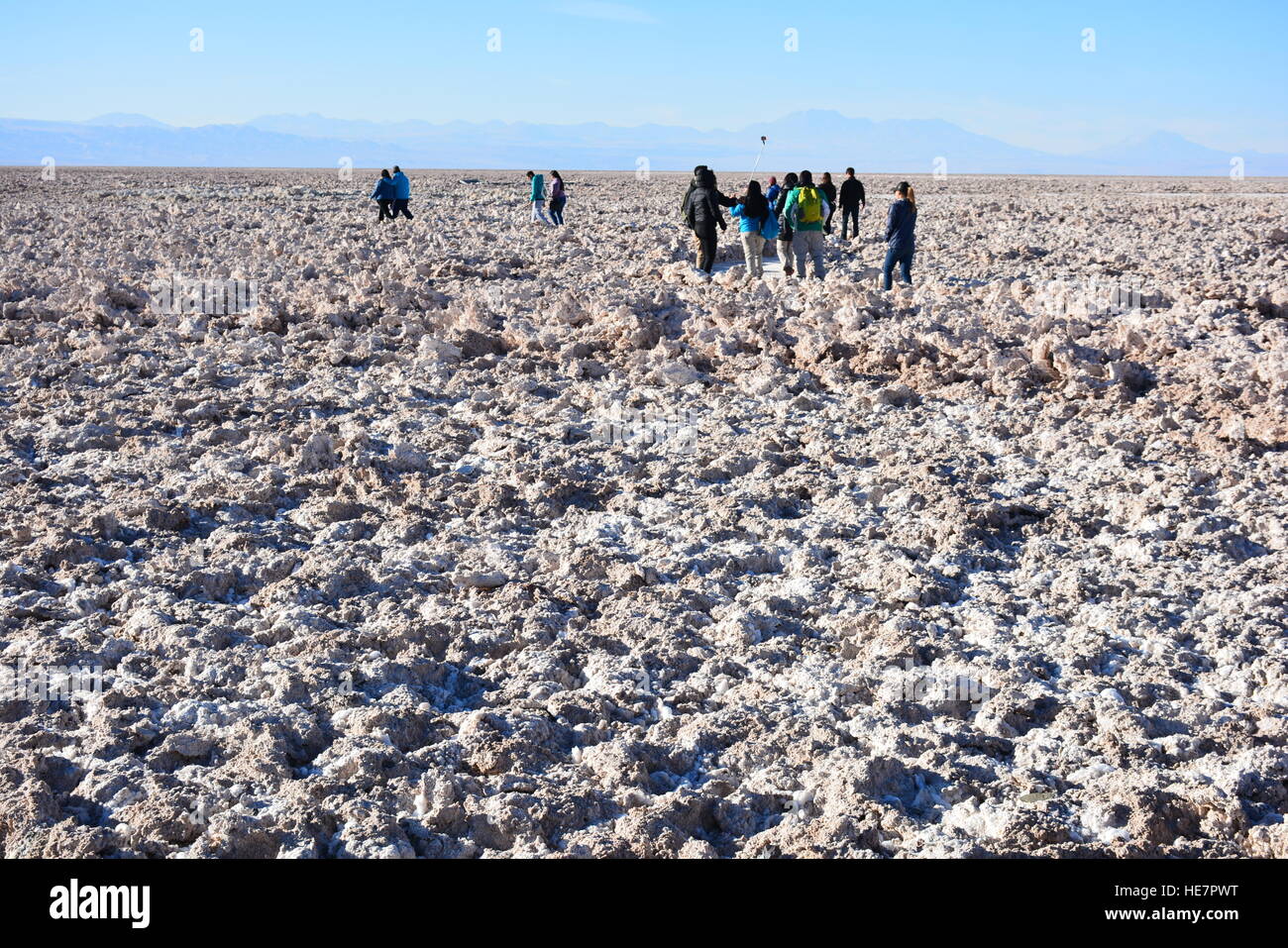 Landscape of Salt flats valley in Atacama desert in Chile Stock Photo ...
