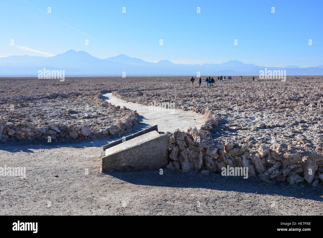 Landscape of Salt flats valley in Atacama desert in Chile Stock Photo ...