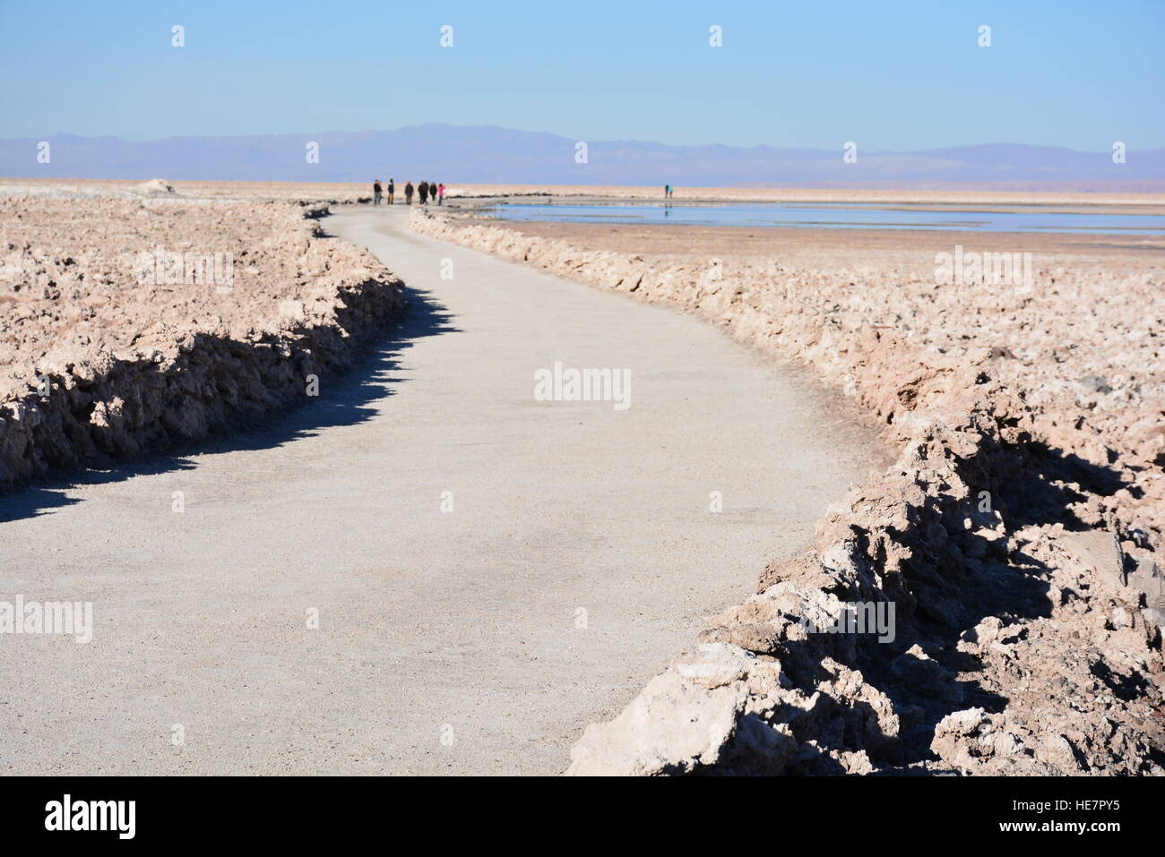 Landscape of Salt flats valley in Atacama desert in Chile Stock Photo ...