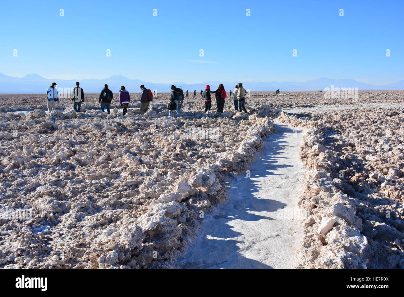 Landscape of Salt flats valley in Atacama desert in Chile Stock Photo ...