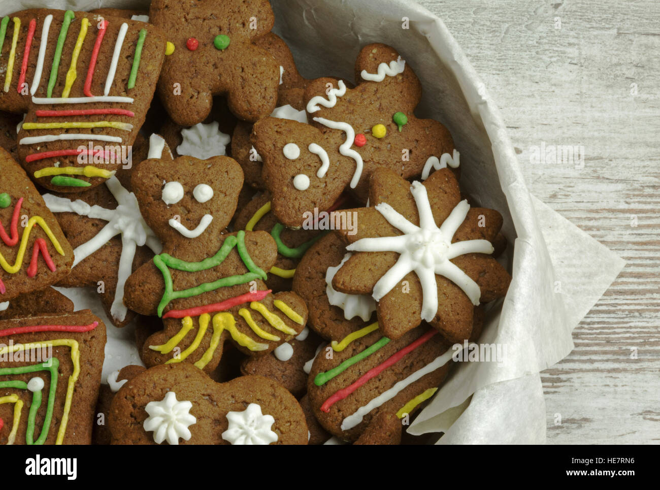 Photo of several kinds of homemade, hand-decorated gingerbread in a ...