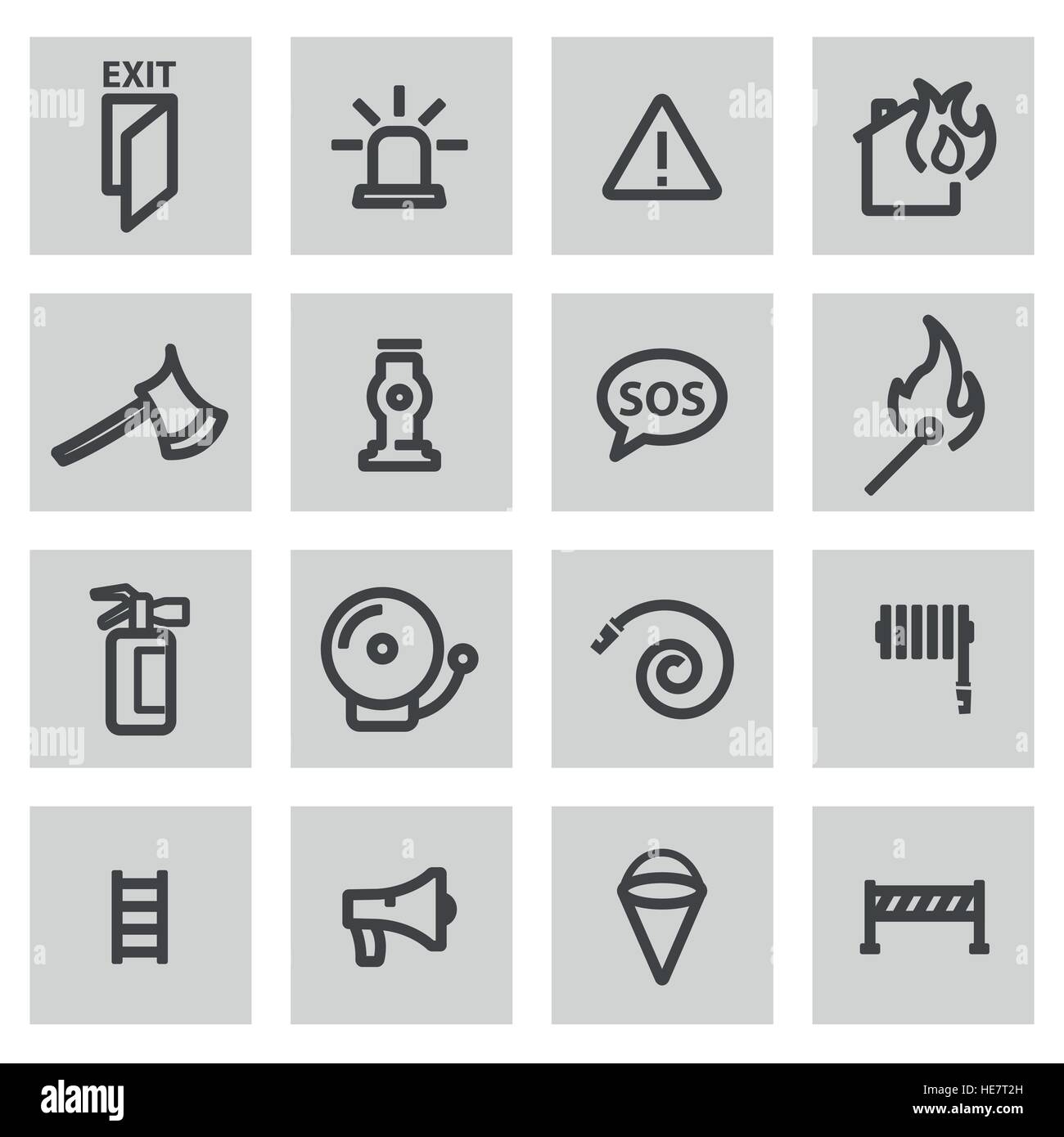 Vector line firefighter icons set Stock Vector Image & Art - Alamy