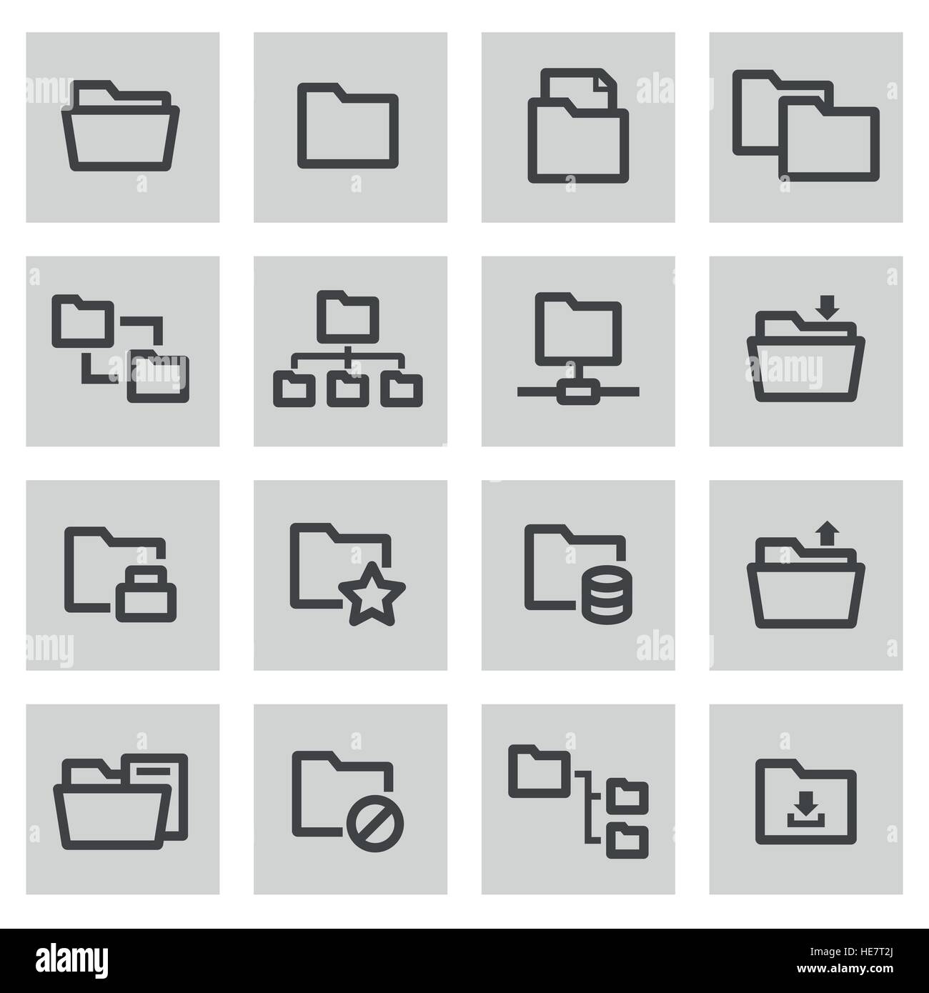 Vector line folder icons set Stock Vector Image & Art - Alamy