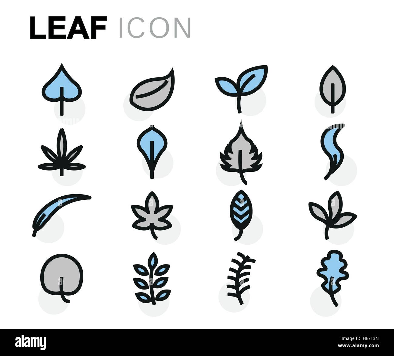 Vector flat leaf icons hi-res stock photography and images - Alamy