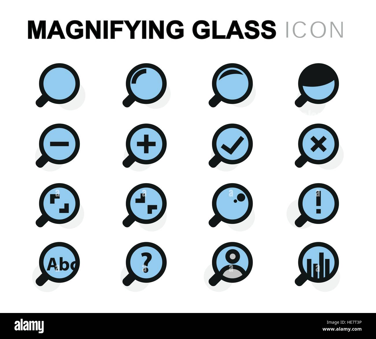 Vector flat magnifying glass icons set Stock Vector Image & Art - Alamy