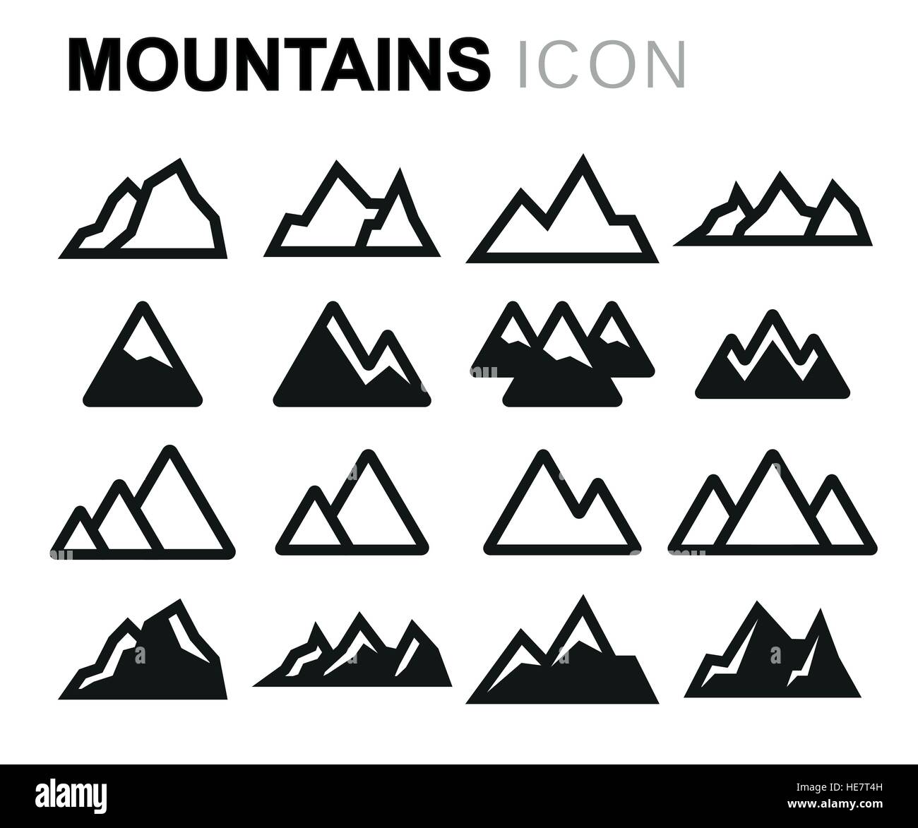 Vector line mountains icons set Stock Vector Image & Art - Alamy