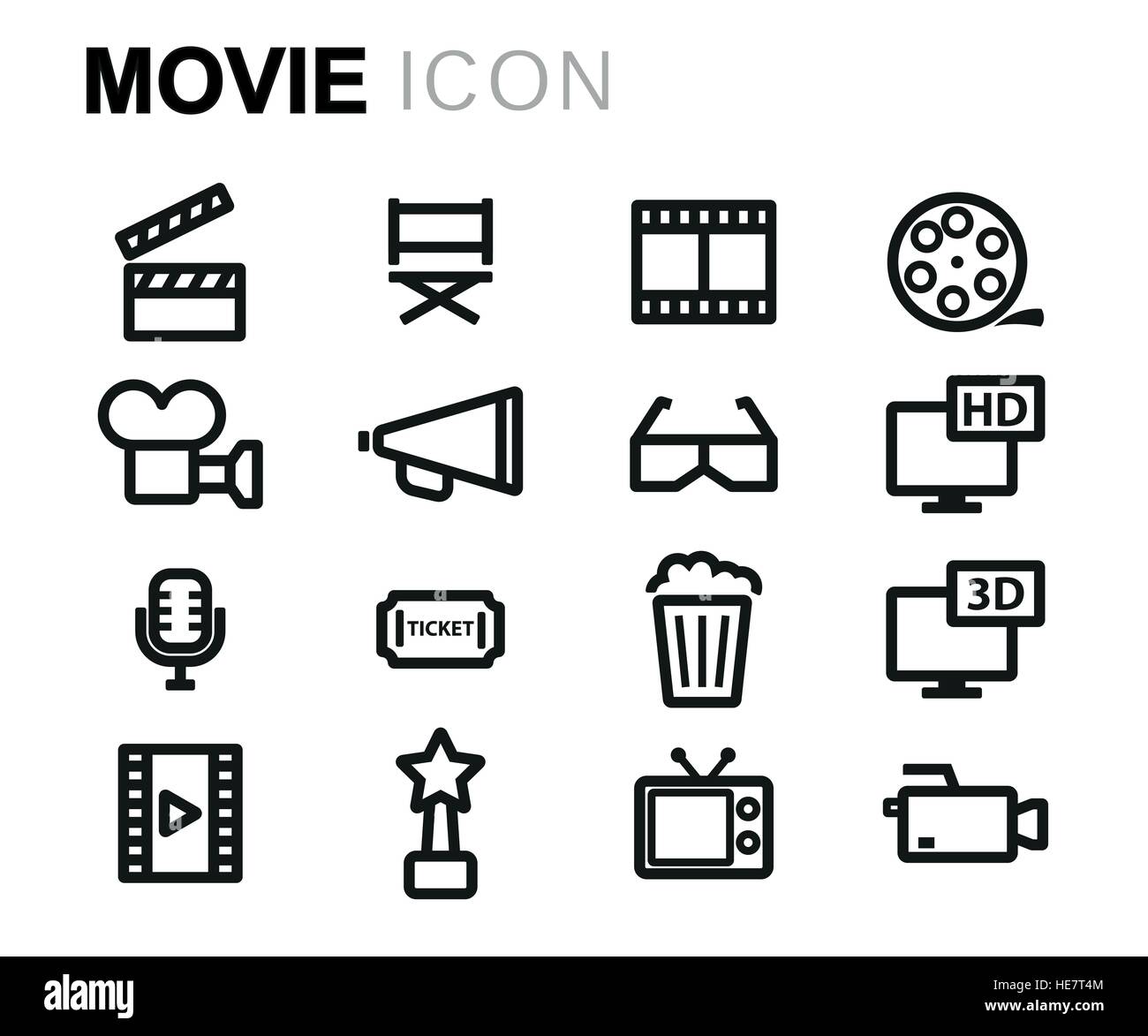 Vector line movie icons set Stock Vector Image & Art - Alamy