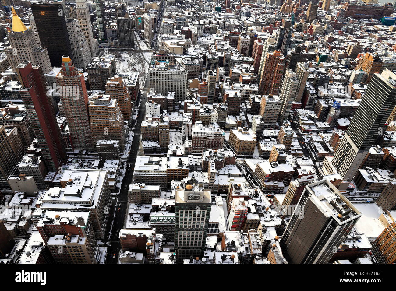 Snow Covered Roofs in Manhattan - New York - USA Stock Photo - Alamy