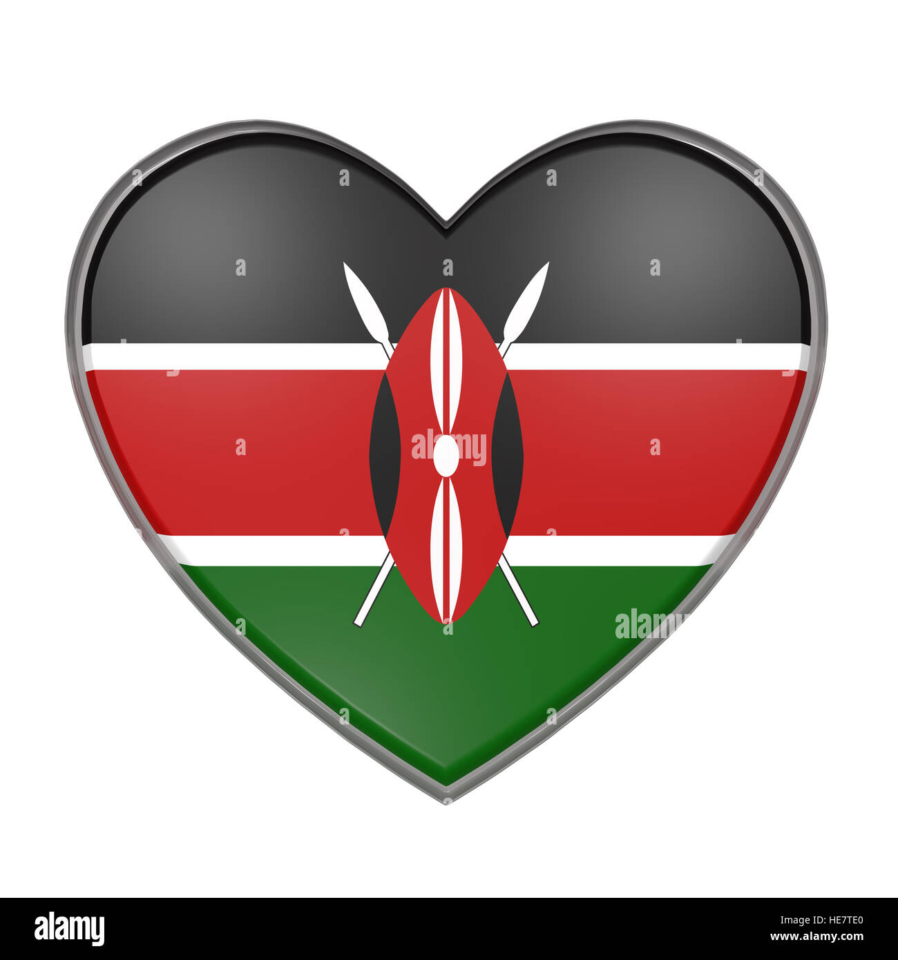 3d rendering of a Kenya flag on a heart. White background Stock Photo ...