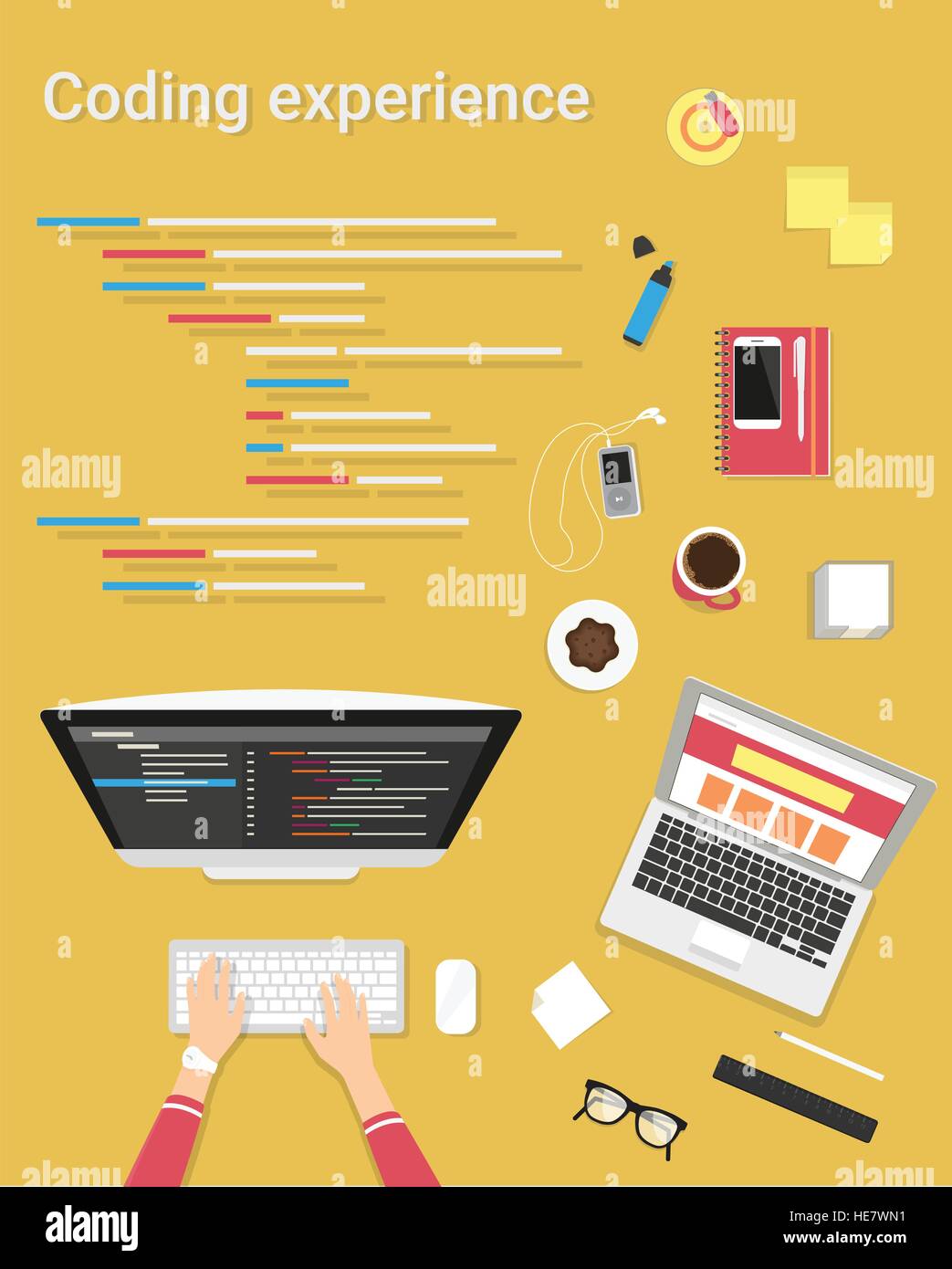 Human female hands typing on the computer keyboard and programming ...