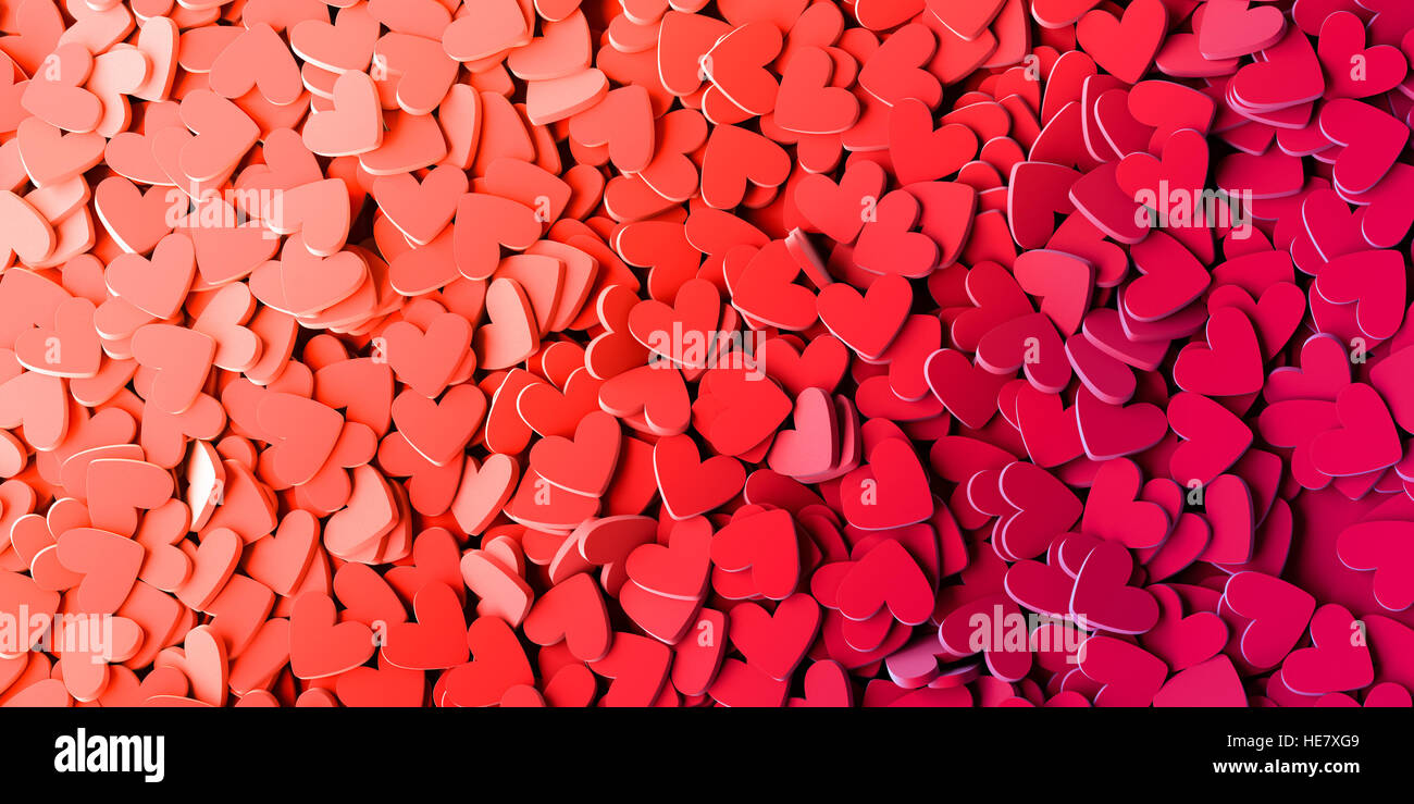Infinite hearts background: love, passion and Valentine Day theme. 3d ...