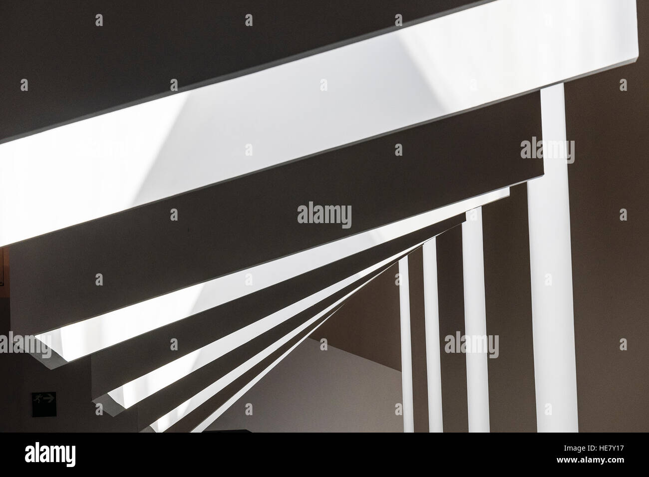 Abstract monochromatic architectural angles inside in Barcelona, Spain ...