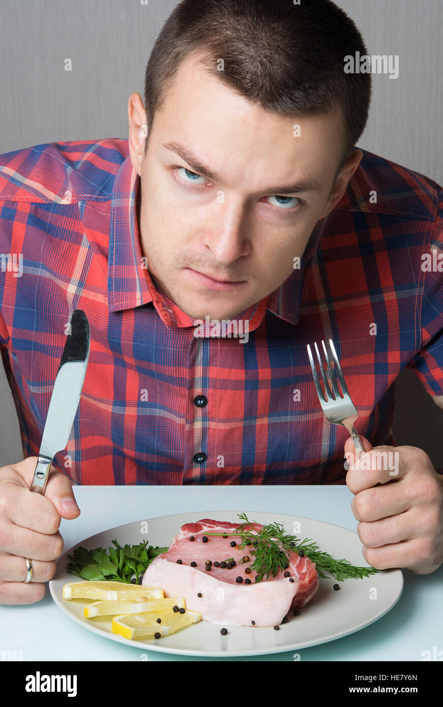 Man eats piece meat hi-res stock photography and images - Alamy