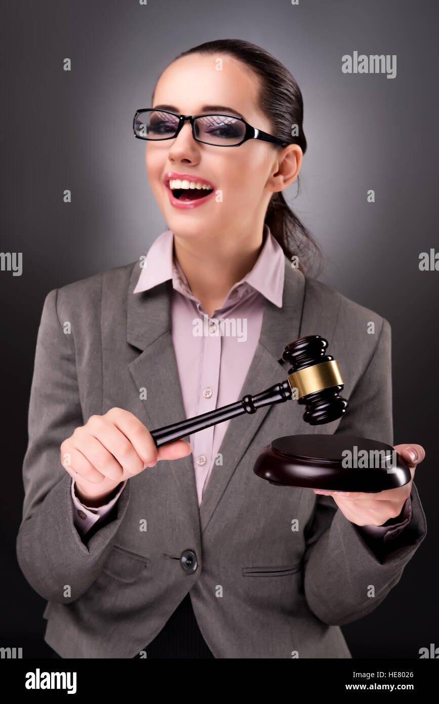 Woman judge with gavel in justice concept Stock Photo - Alamy