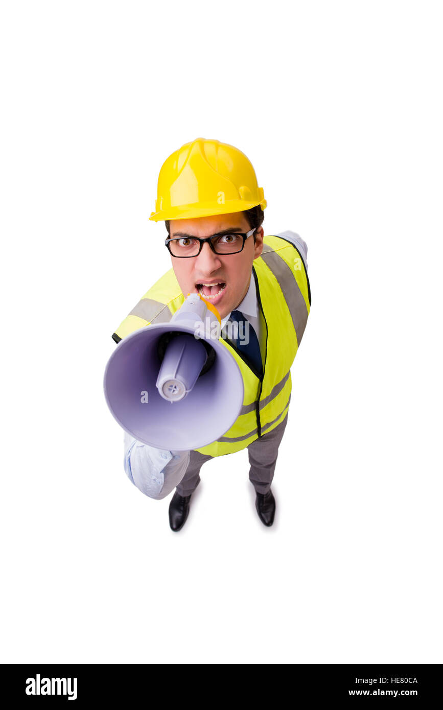 Angry construction foreman talking on hi-res stock photography and ...