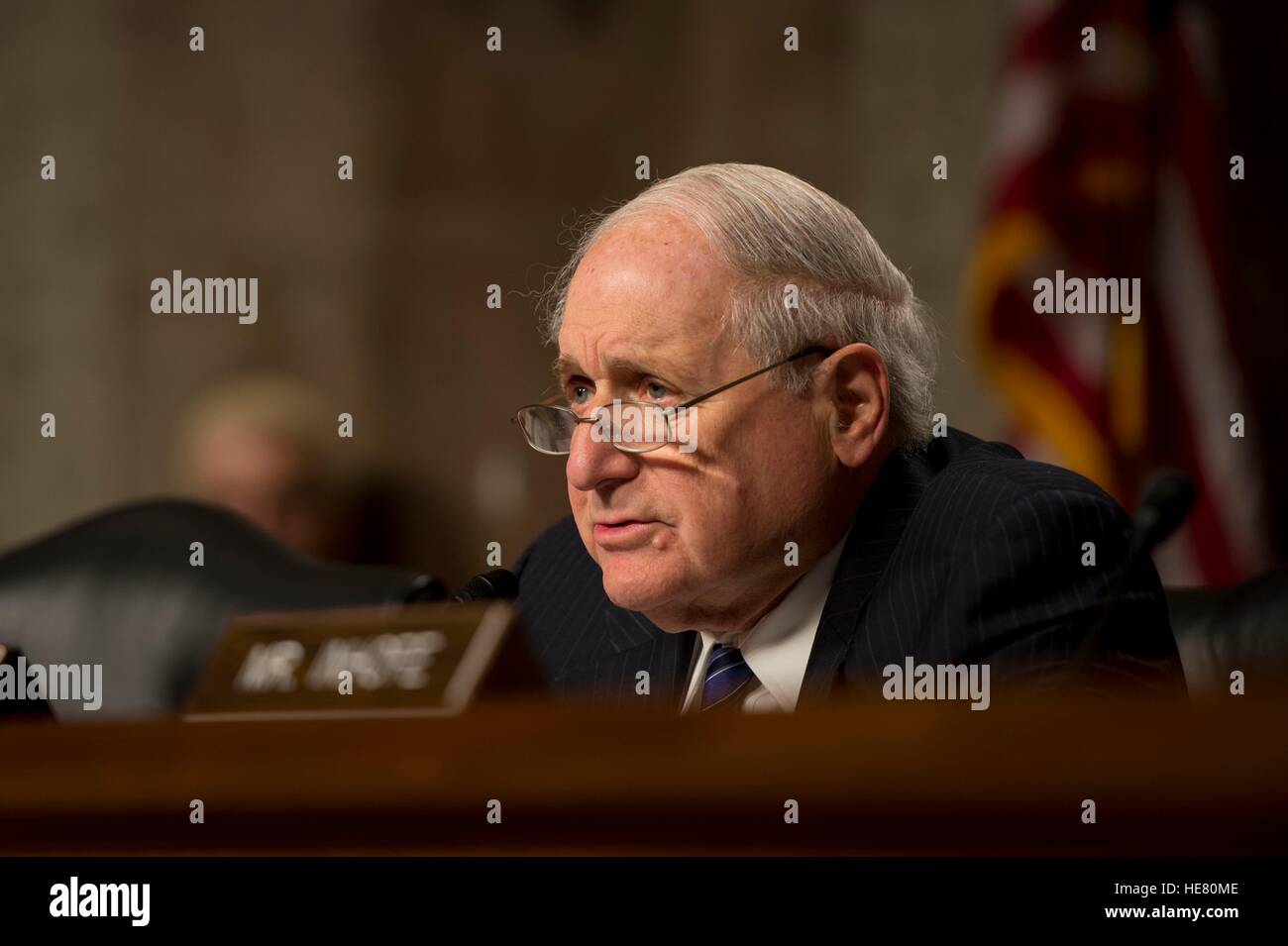 U.S. Michigan Senator Carl Levin makes opening statements during a ...