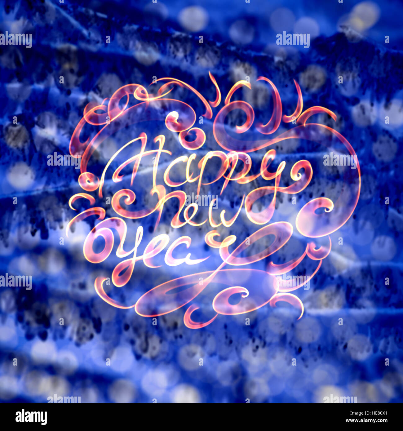Happy new year isolated words lettering written with fire flame or ...
