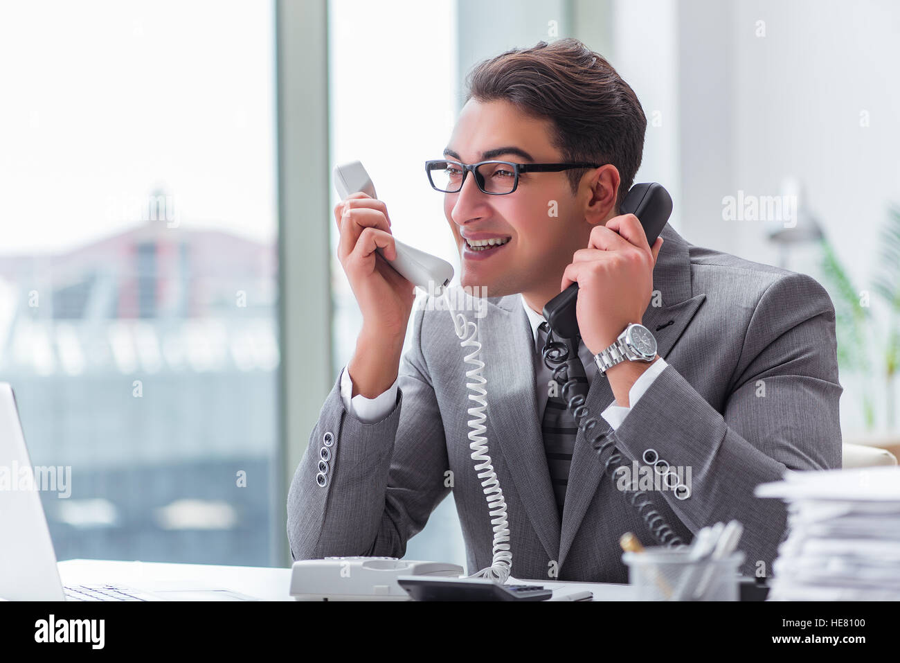 Angry call centre operator hi-res stock photography and images - Alamy