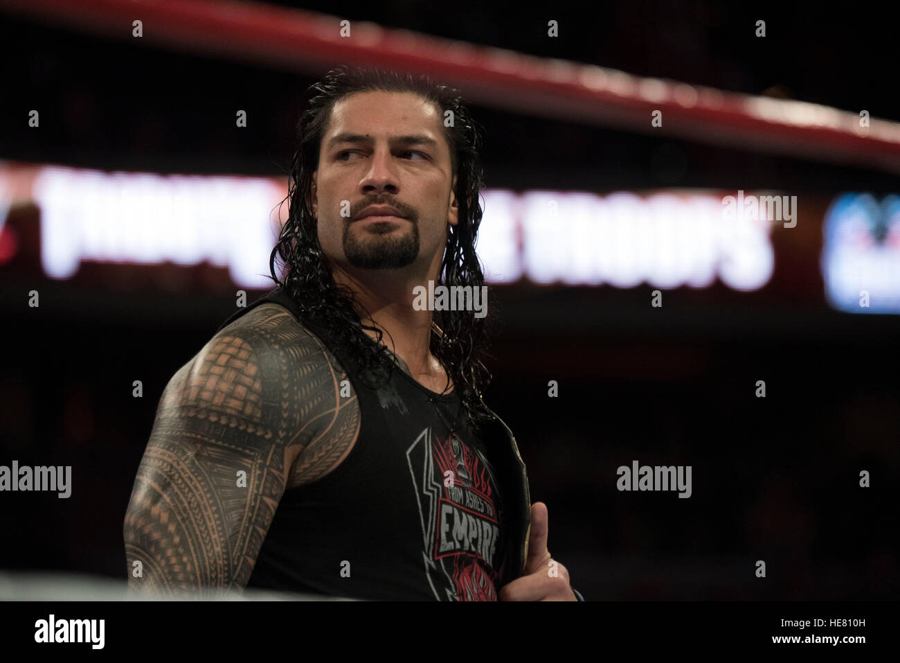 WWE performer Roman Regins prepares for a wrestling match during the ...