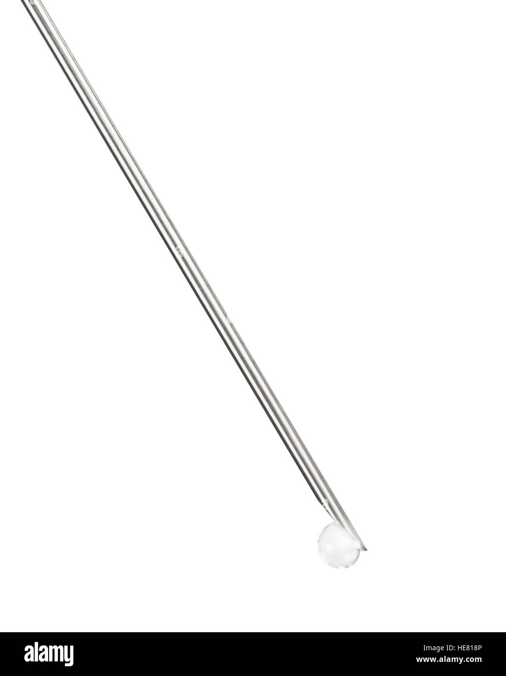 Abstract vertical medical syringe needle injection drip, isolated drop ...