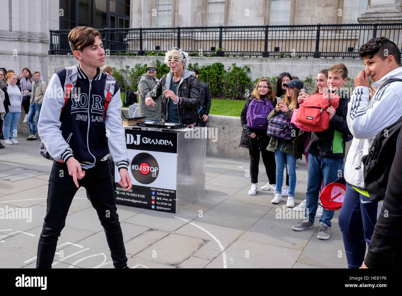 DJ Grandpa giving the crowds at London's Trafalgar Square something to ...