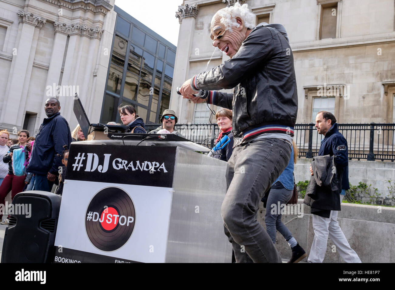 DJ Grandpa giving the crowds at London's Trafalgar Square something to ...
