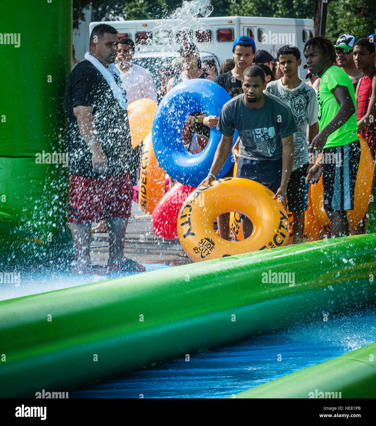 Kids city water slide Stock Photo - Alamy
