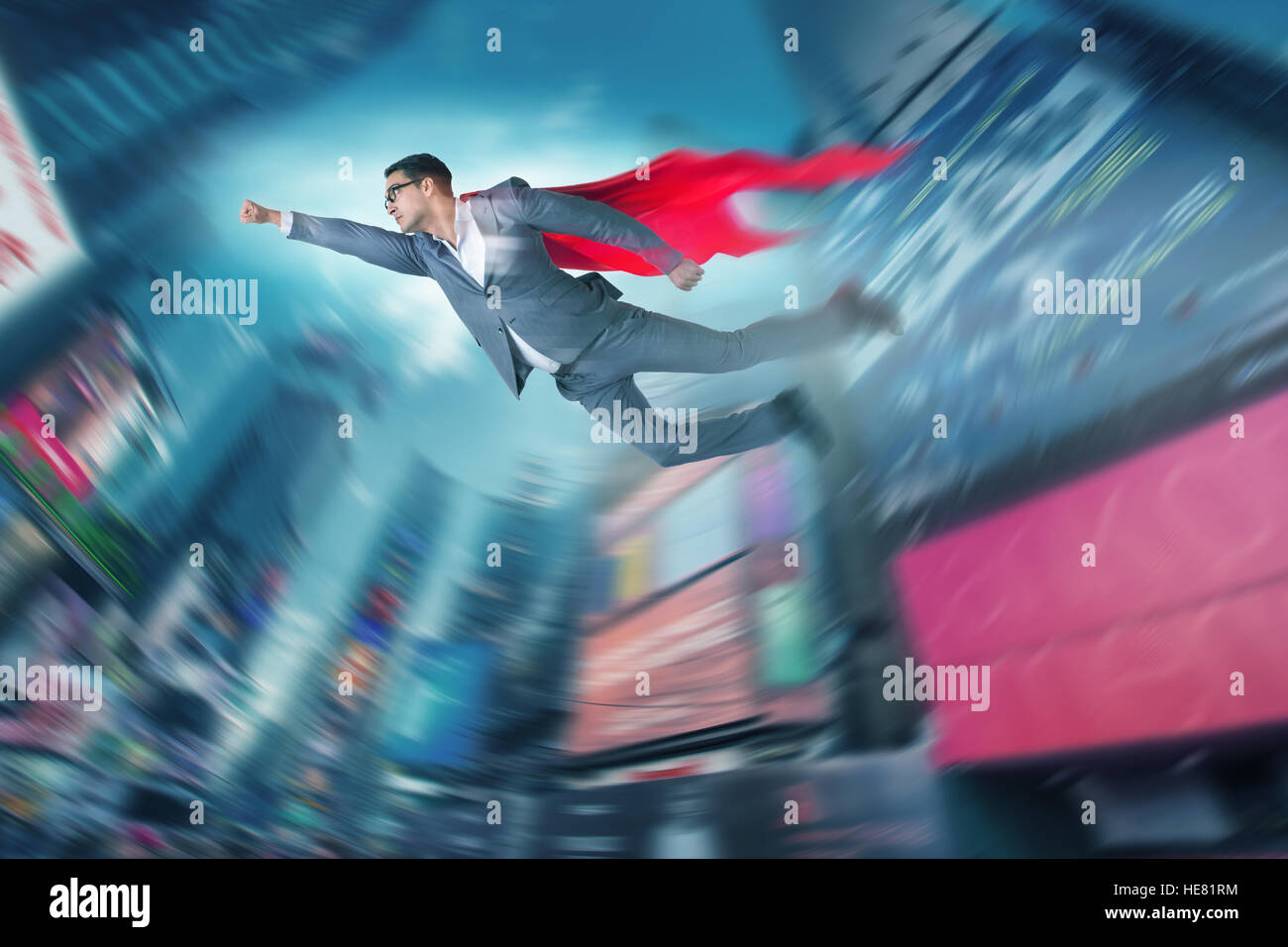 Businessman in superhero concept with red cover Stock Photo - Alamy