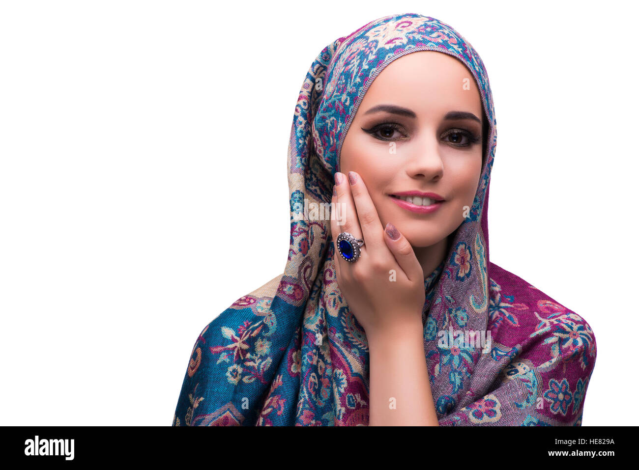 Woman in traditional muslim cover with ring Stock Photo - Alamy