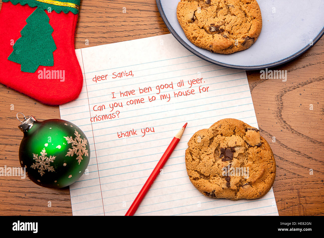 Cookies for Santa with a letter Stock Photo - Alamy
