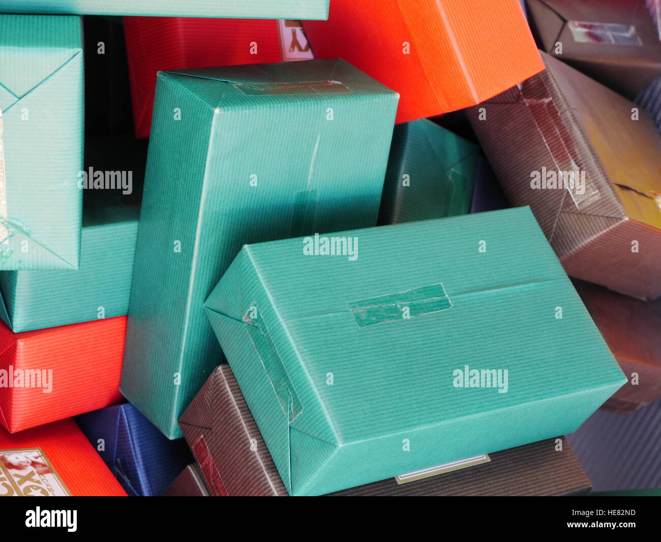 White present box pile hi-res stock photography and images - Alamy