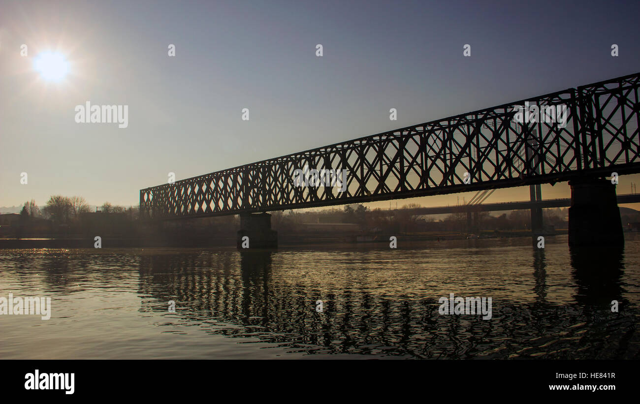 Belgrade, Serbia - A railway bridge across the Sava river Stock Photo ...