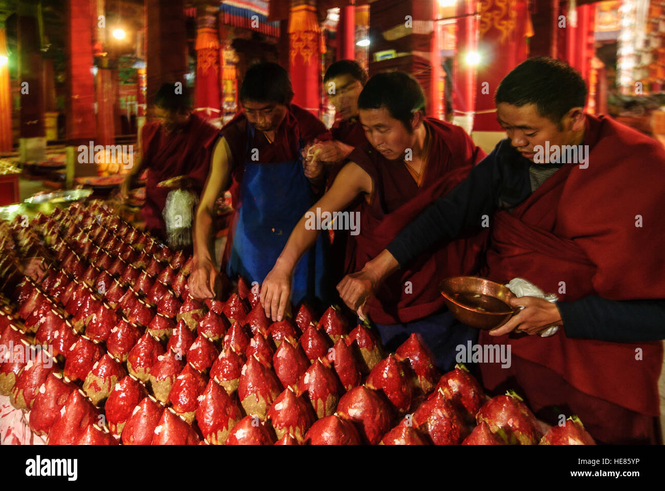 Lhasa: Monastery Drepung; Main Assembly Hall Tshogchen Dukhang; Monks ...