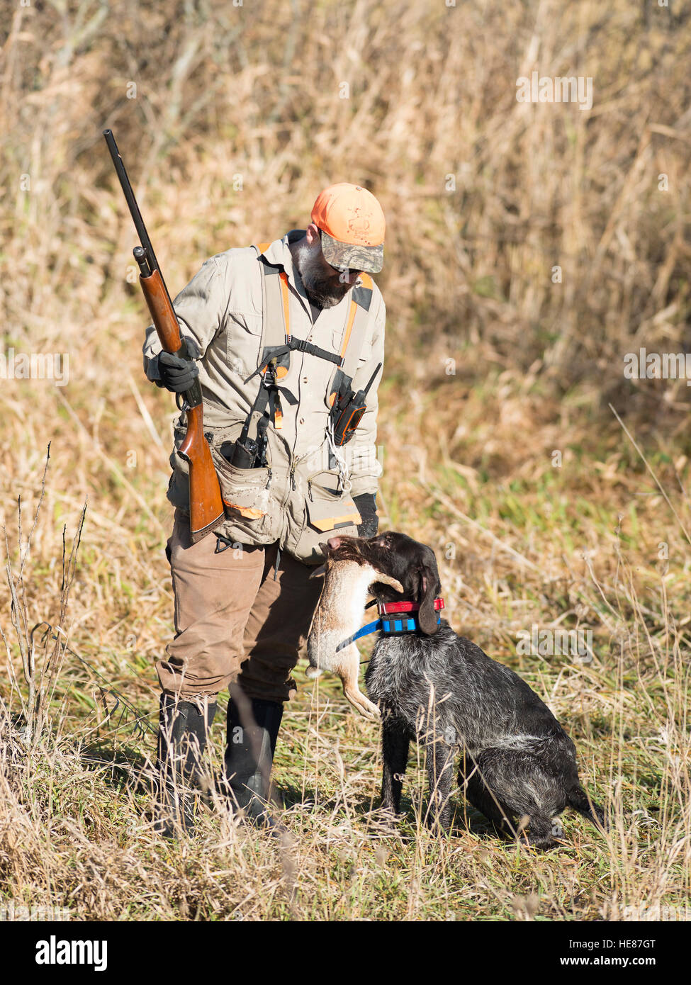 A rabbit hunter with his dog Stock Photo - Alamy