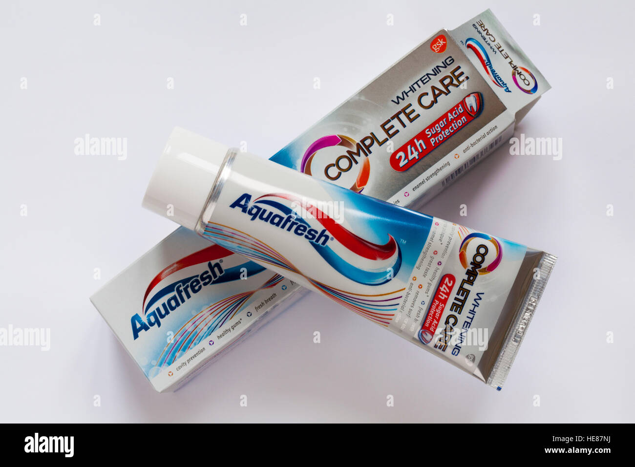 Aquafresh whitening complete care toothpaste isolated on white ...