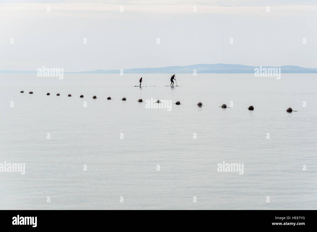 A windsurf planks view in Playa Lisa beach, Alicante province, Spain ...