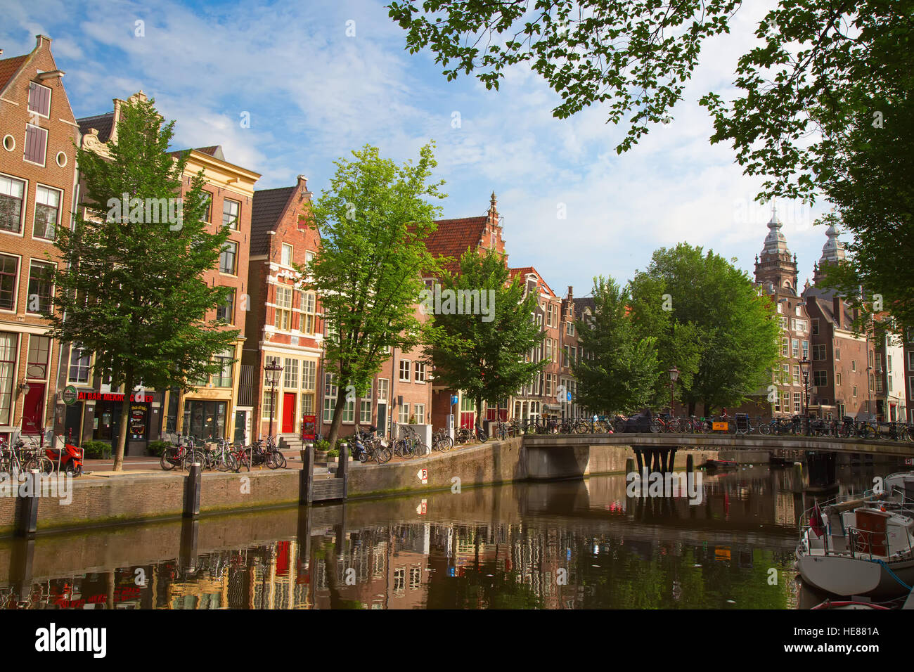 AMSTERDAM - JULY 10: Canals of the Amsterdam city on July 10, 2016 in ...